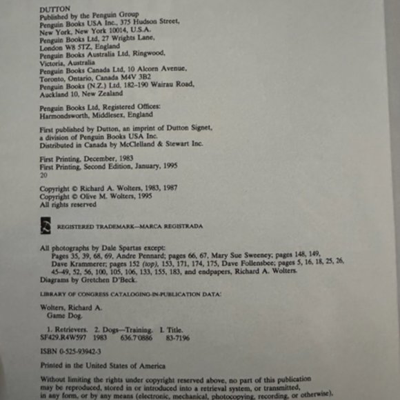 Other | Game Dog Second Revised Edition By Richard A Wolters 1995 Hardcover | Poshmark